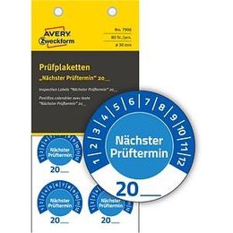 80 Avery Zweckform Prüfplaketten 7906 blau 30,0 x 30,0 mm