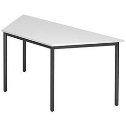 Hammerbacher Konferenztisch weiß, schwarz Trapezform, Rundrohr schwarz, 160,0 x 69,0 x 72,0 cm