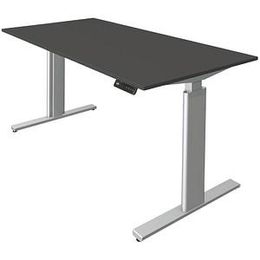 Kerkmann Move 3 tube elektrisch höhenverstellbarer Schreibtisch anthrazit rechteckig, T-Fuß-Gestell silber 160,0 x 80,0 cm