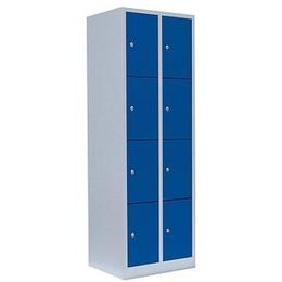 LÜLLMANN LÜLLMANN Schließfachschrank lichtgrau, enzianblau 520421, 8 Schließfächer 60,0 x 50,0 x 180,0 cm