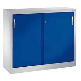 C+P CP Schiebetürenschrank C 2000 Acurado, 2046-00 S10100 lichtgrau, enzianblau 2 Fachböden 120,0 x 40,0 x 97,5 cm