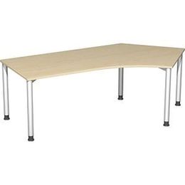 geramöbel geramöbel Flex höhenverstellbarer Schreibtisch ahorn, silber L-Form, 5-Fuß-Gestell silber 216,6 x 113,0 cm