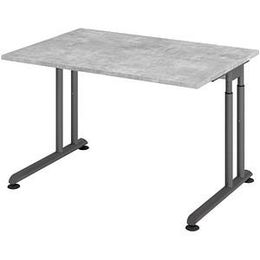Hammerbacher ZS12 höhenverstellbarer Schreibtisch beton rechteckig, C-Fuß-Gestell grau 120,0 x 80,0 cm