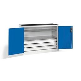 C+P CP Stahlschrank 8831-5035 S10149 lichtgrau, enzianblau 120,0 x 50,0 x 100,0 cm, aufgebaut