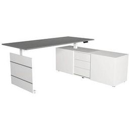 Kerkmann Move 3 elektrisch höhenverstellbarer Schreibtisch grafit, weiß rechteckig, Wangen-Gestell weiß 180,0 x 80,0 cm