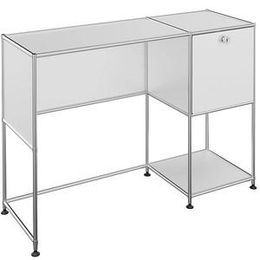 viasit System4 Schreibtisch weiß rechteckig, Rundrohrgestell silber 116,0 x 41,0 cm