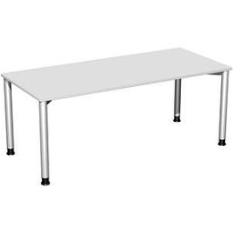 geramöbel geramöbel Flex höhenverstellbarer Schreibtisch lichtgrau, silber rechteckig, 4-Fuß-Gestell silber 180,0 x 80,0 cm