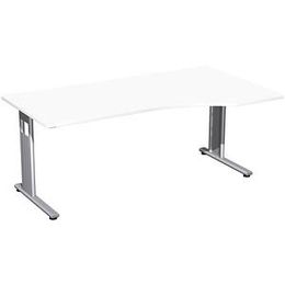 geramöbel geramöbel Flex Schreibtisch weiß L-Form, C-Fuß-Gestell silber 180,0 x 100,0 cm