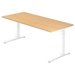 Hammerbacher XB19 höhenverstellbarer Schreibtisch ahorn, weiß rechteckig, C-Fuß-Gestell weiß 180,0 x 80,0 cm