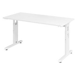 Hammerbacher OS614 Schreibtisch weiß rechteckig, 4-Fuß-Gestell weiß 140,0 x 67,2 cm