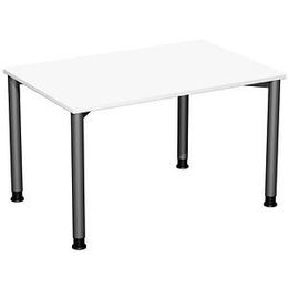geramöbel geramöbel Flex höhenverstellbarer Schreibtisch weiß, anthrazit rechteckig, 4-Fuß-Gestell grau 120,0 x 80,0 cm
