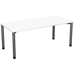 geramöbel geramöbel Flex höhenverstellbarer Schreibtisch weiß, anthrazit rechteckig, 4-Fuß-Gestell grau 180,0 x 80,0 cm