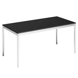 viasit System4 Schreibtisch schwarz rechteckig, 4-Fuß-Gestell chrom 160,0 x 80,0 cm