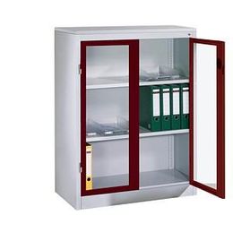 C+P CP Stahlschrank 8531-055 S10182 lichtgrau, rubinrot, Acrylglas 120,0 x 50,0 x 120,0 cm, aufgebaut