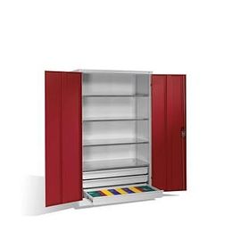 C+P CP Stahlschrank 8932-503 S10243 lichtgrau, rubinrot 120,0 x 60,0 x 195,0 cm, aufgebaut