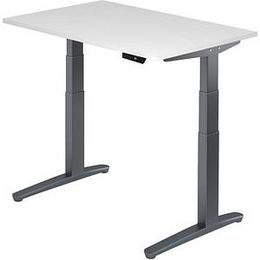 Hammerbacher XBHM12 elektrisch höhenverstellbarer Schreibtisch weiß rechteckig, C-Fuß-Gestell grau 120,0 x 80,0 cm