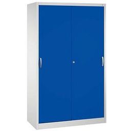 C+P CP Schiebetürenschrank C 2000 Acurado, 2040-00 S10167 lichtgrau, enzianblau 4 Fachböden 120,0 x 40,0 x 195,0 cm