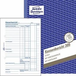 Avery Zweckform Kassenbericht Formularbuch 305