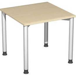 geramöbel geramöbel Flex höhenverstellbarer Schreibtisch ahorn, silber rechteckig, 4-Fuß-Gestell silber 80,0 x 80,0 cm