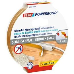 Tesa Montageband POWERBOND schmal 55714 doppelseitiges Klebeband 9,0 mm x 5,0 m, 2 Rollen