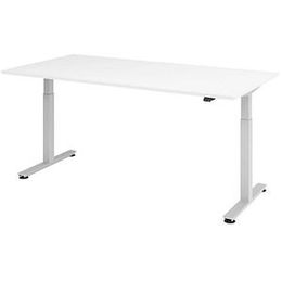 Hammerbacher XMST2E elektrisch höhenverstellbarer Schreibtisch weiß rechteckig, T-Fuß-Gestell silber 200,0 x 100,0 cm