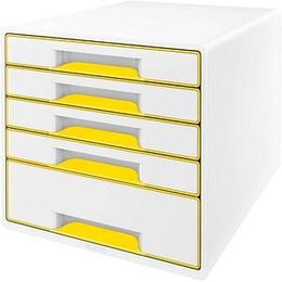 Leitz Schubladenbox WOW Cube perlweiß/gelb 5214-20-16, DIN A4 mit 5 Schubladen