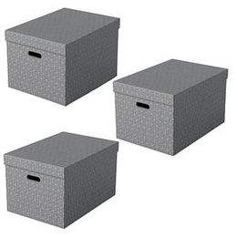 3 ESSELTE Home Aufbewahrungsboxen 50,0 l grau 35,5 x 51,0 x 30,5 cm