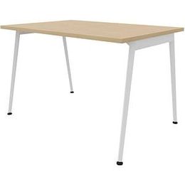 Quadrifoglio X3 Schreibtisch eiche rechteckig, 4-Fuß-Gestell weiß 120,0 x 80,0 cm