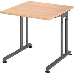 Hammerbacher ZS08 höhenverstellbarer Schreibtisch eiche quadratisch, C-Fuß-Gestell grau 80,0 x 80,0 cm