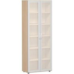 geramöbel geramöbel Aktenschrank Flex, S-386821-GTB buche, Acrylglas satiniert 5 Fachböden 80,0 x 42,0 x 216,0 cm