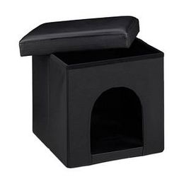 Relaxdays Sitzhocker mit Hundebox schwarz 38,0 x 38,0 x 38,0 cm