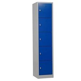 Gürkan Gürkan Schließfachschrank lichtgrau, enzianblau 111281, 5 Schließfächer 41,0 x 45,0 x 190,0 cm