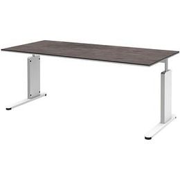 Röhr-Bush röhr Imperia höhenverstellbarer Schreibtisch quarzit rechteckig, C-Fuß-Gestell weiß 180,0 x 80,0 cm