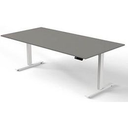 Kerkmann Move 3 elektrisch höhenverstellbarer Schreibtisch grafit rechteckig, T-Fuß-Gestell weiß 200,0 x 100,0 cm
