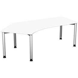 geramöbel geramöbel Flex höhenverstellbarer Schreibtisch weiß, silber L-Form, 5-Fuß-Gestell silber 216,6 x 113,0 cm
