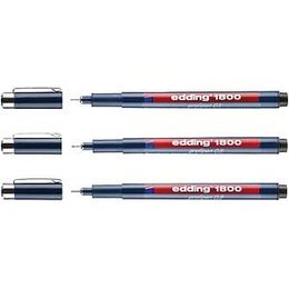 Edding 1800 profipen Fineliner schwarz 0,1 + 0,3 + 0,5 mm, 3 St.