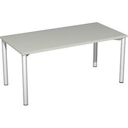 geramöbel geramöbel Flex Schreibtisch weiß, silber rechteckig, 4-Fuß-Gestell silber 160,0 x 80,0 cm