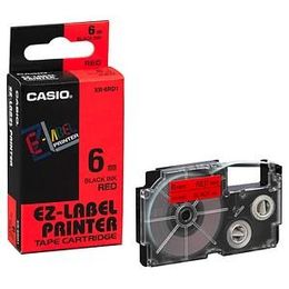 Casio Schriftband XR-6RD XR-6RD1, 6 mm schwarz auf rot