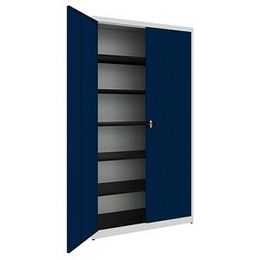 Mauser Stahlschrank BF5/22-12STG 7035/5003 lichtgrau, saphirblau 120,0 x 50,0 x 220,0 cm, aufgebaut