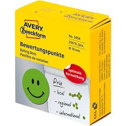 Avery Zweckform Bewertungspunkte 3858 Gesicht, grün, 250 Etiketten