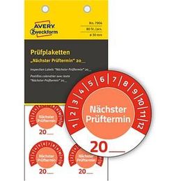 80 Avery Zweckform Prüfplaketten 7904 rot 30,0 x 30,0 mm