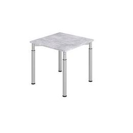 Hammerbacher YS08 höhenverstellbarer Schreibtisch beton quadratisch, 4-Fuß-Gestell silber 80,0 x 80,0 cm
