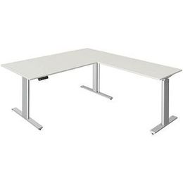 Kerkmann Move 3 tube elektrisch höhenverstellbarer Schreibtisch weiß L-Form, T-Fuß-Gestell silber 180,0 x 80,0 cm
