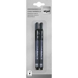 Sigel 20 Kreidemarker schwarz 1,0 - 2,0 mm, 2 St.