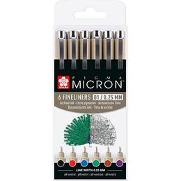 SAKURA Pigma Micron Fineliner-Set farbsortiert 0,25 mm, 6 St.