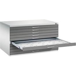 C+P CP 7200 Planschrank lichtgrau, vulkangrau 10 Schubladen 135,0 x 96,0 x 76,0 cm