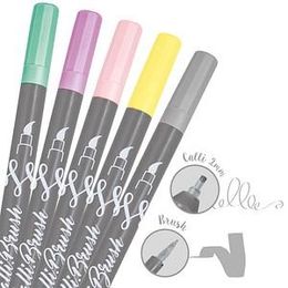 ONline® Calli.Brush Double Pastel Brush-Pens farbsortiert, 5 St.