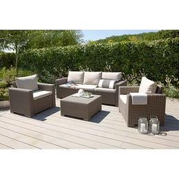 Best Loungegruppe Mombasa beige, cappuccino Kunststoff, 14-teilig