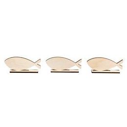 Rayher Bastelholz beige Fische zum Stellen 6 St.