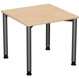 geramöbel geramöbel Flex höhenverstellbarer Schreibtisch buche, anthrazit rechteckig, 4-Fuß-Gestell grau 80,0 x 180,0 cm